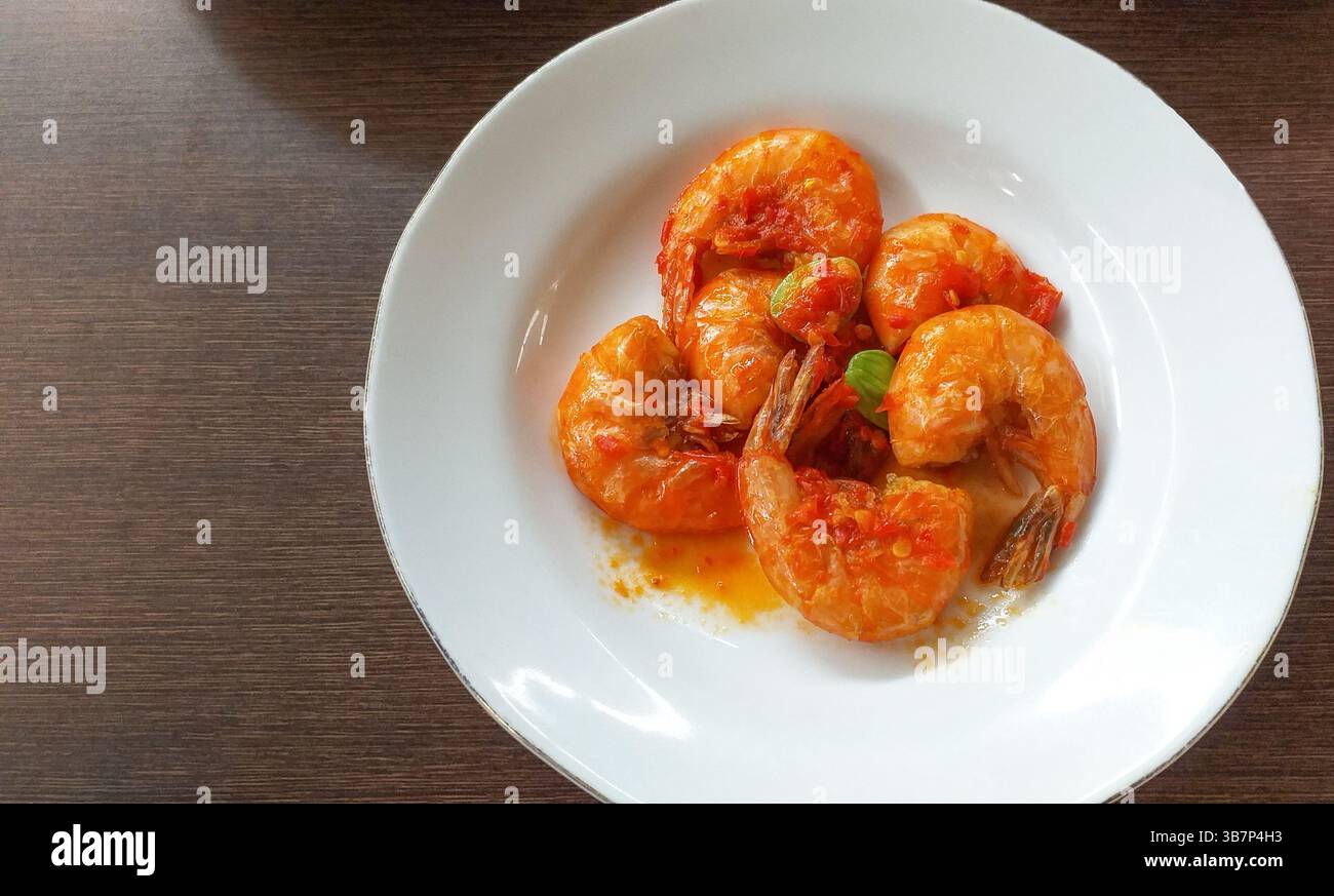 Indonesian West Sumatra nasi padang food - Udang Balado which is fried ...