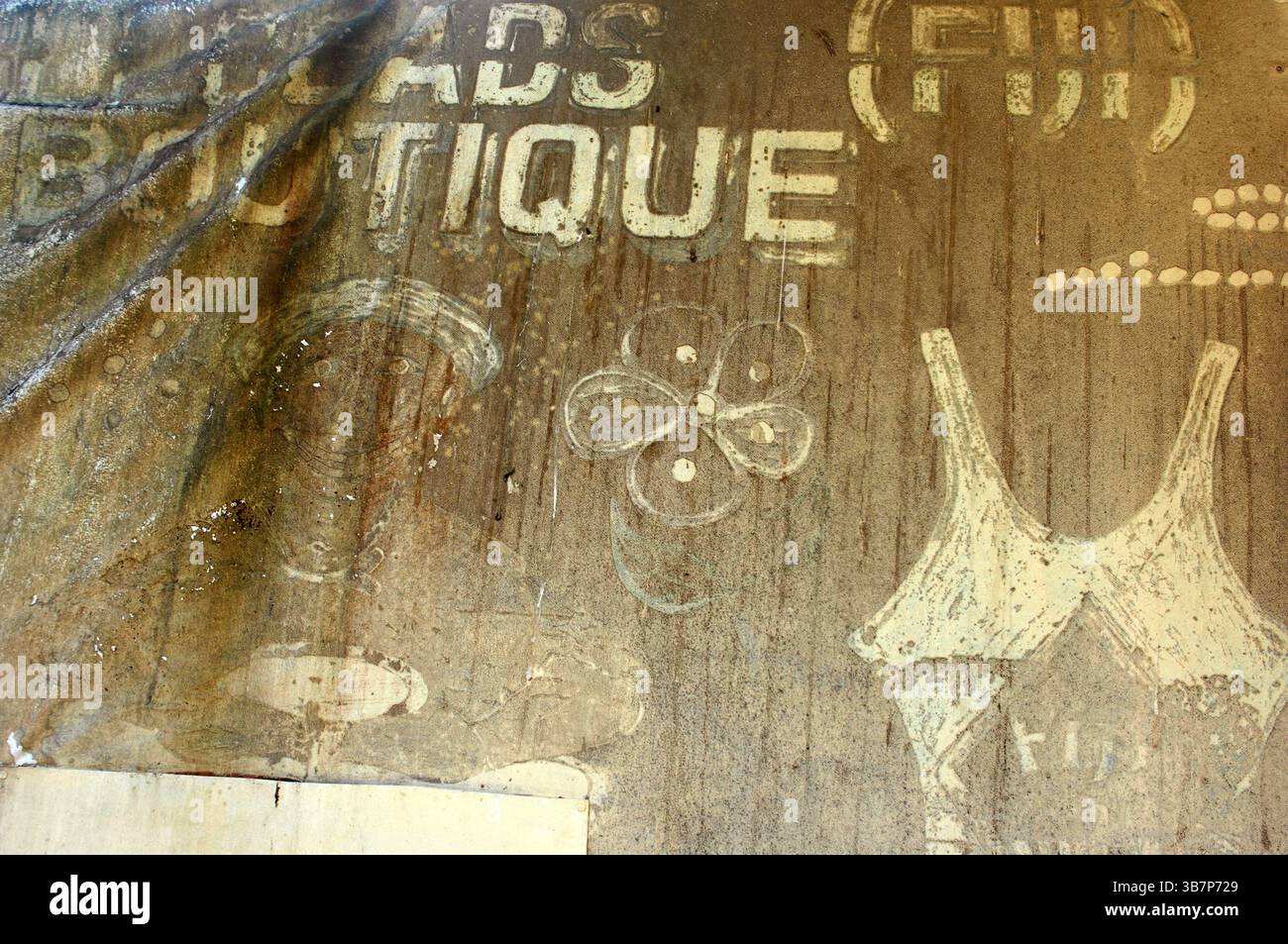 Old decayed Boutique Sign, Pacific Harbour, Central District and Serua ...