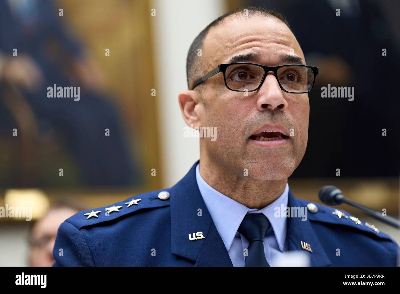 Air Force Lt. Gen. Adrian Spain speaks during a House Armed Services ...