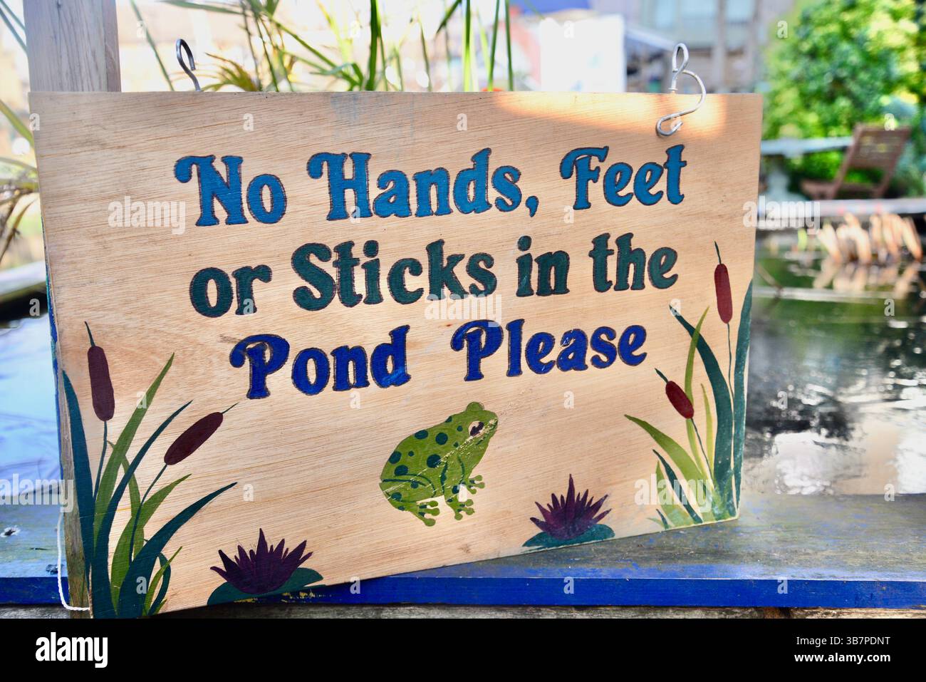 Pond Sign at a Community Garden in East London, UK Stock Photo - Alamy