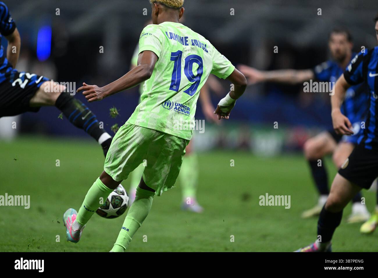 Milan, Italy. 06th May, 2025. Lamine Yamal of FC Barcellona in action during the UEFA Champions ...
