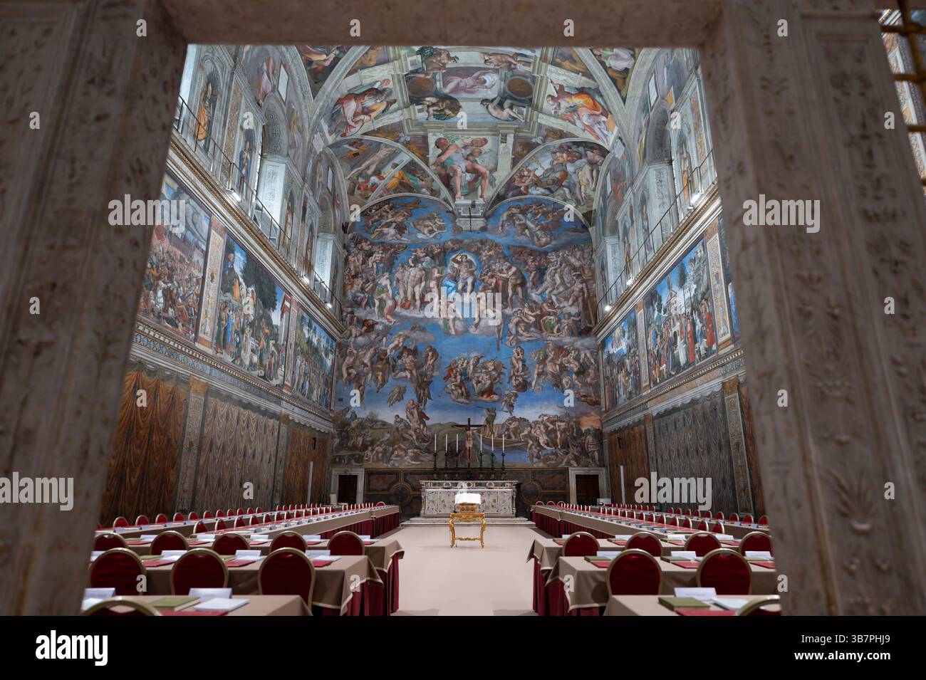 Vatican, Vatican. 06th May, 2025. Inside view of the Sistine Chapel on ...