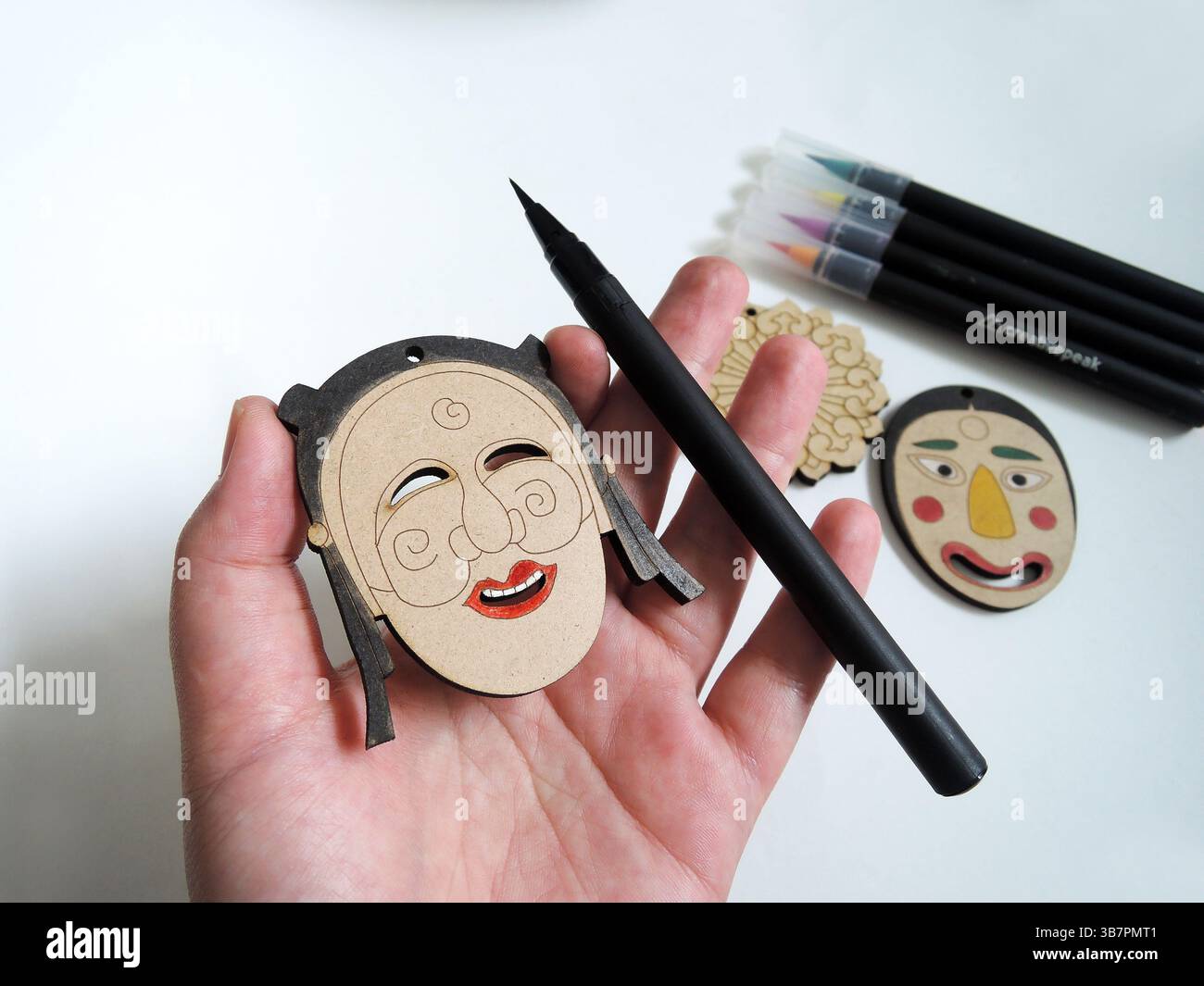 Traditional Korean Hahoetal mask making handicrafts Stock Photo - Alamy