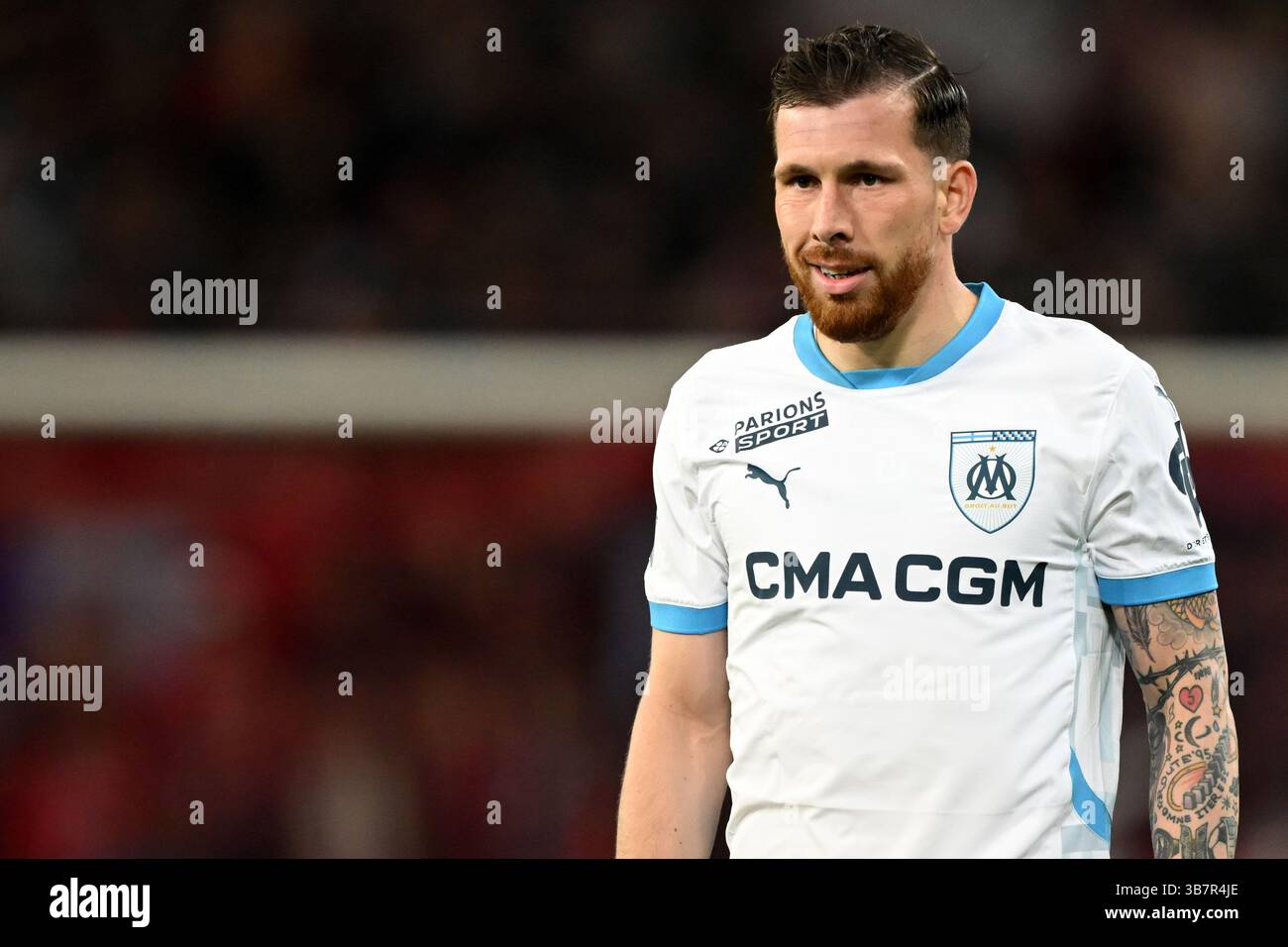 LILLE - Pierre Emile Hojbjerg of Olympique de Marseille during the ...
