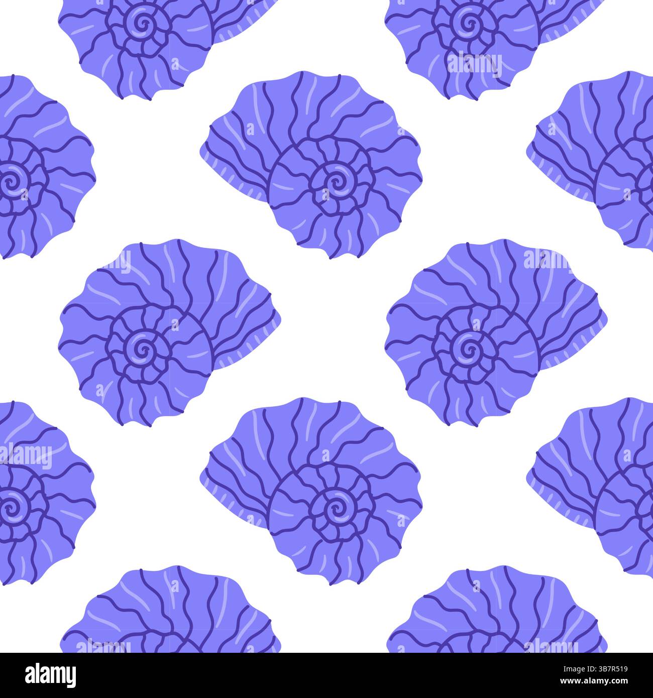 Colorful design featuring purple seashells on a white background for ...