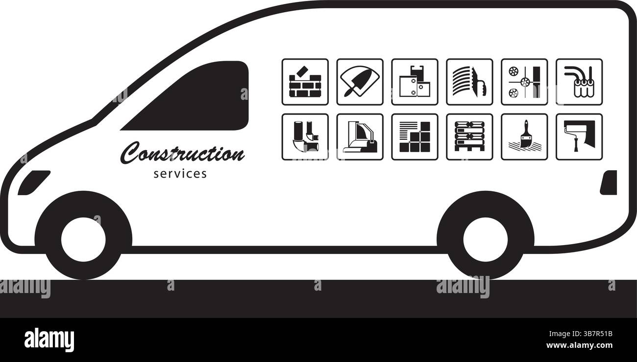 Construction services van - vector illustration Stock Vector Image ...