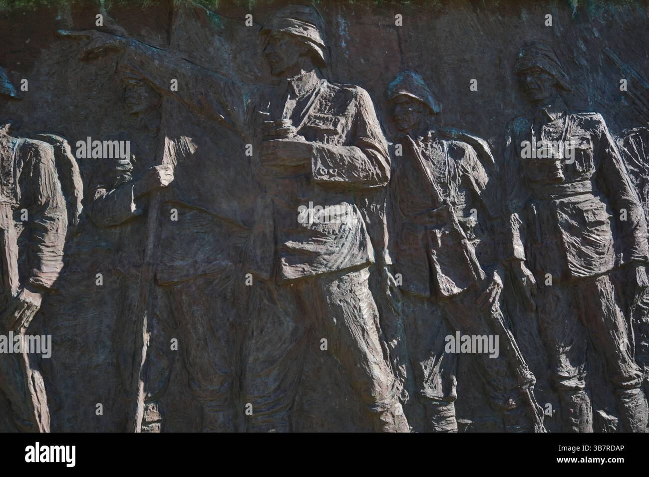 Soldier detail in a large, bronze frieze, depicting ANZAC, Turkish ...