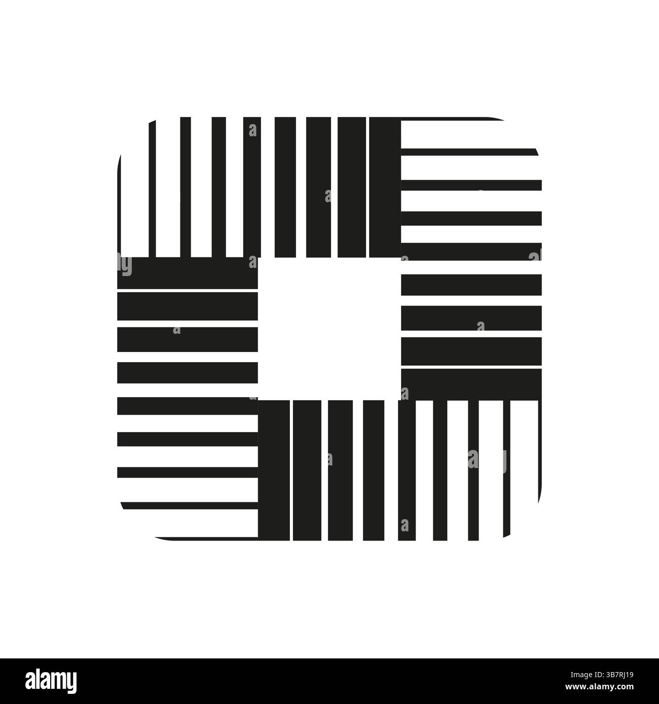 Striped square symbol. Geometric abstract vector. Black bold form ...