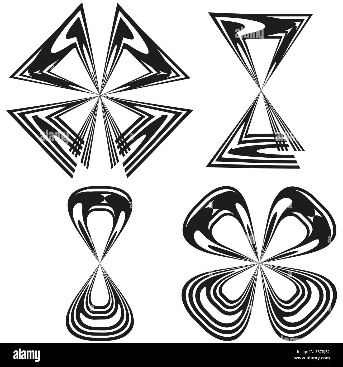 Black abstract elements. Artistic geometry collection. Optical pattern ...