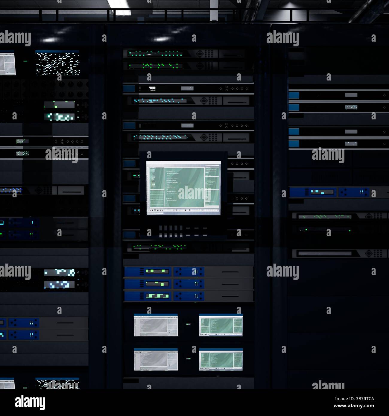 Central system controlling devices used for high speed data transfers. Server room computer ...