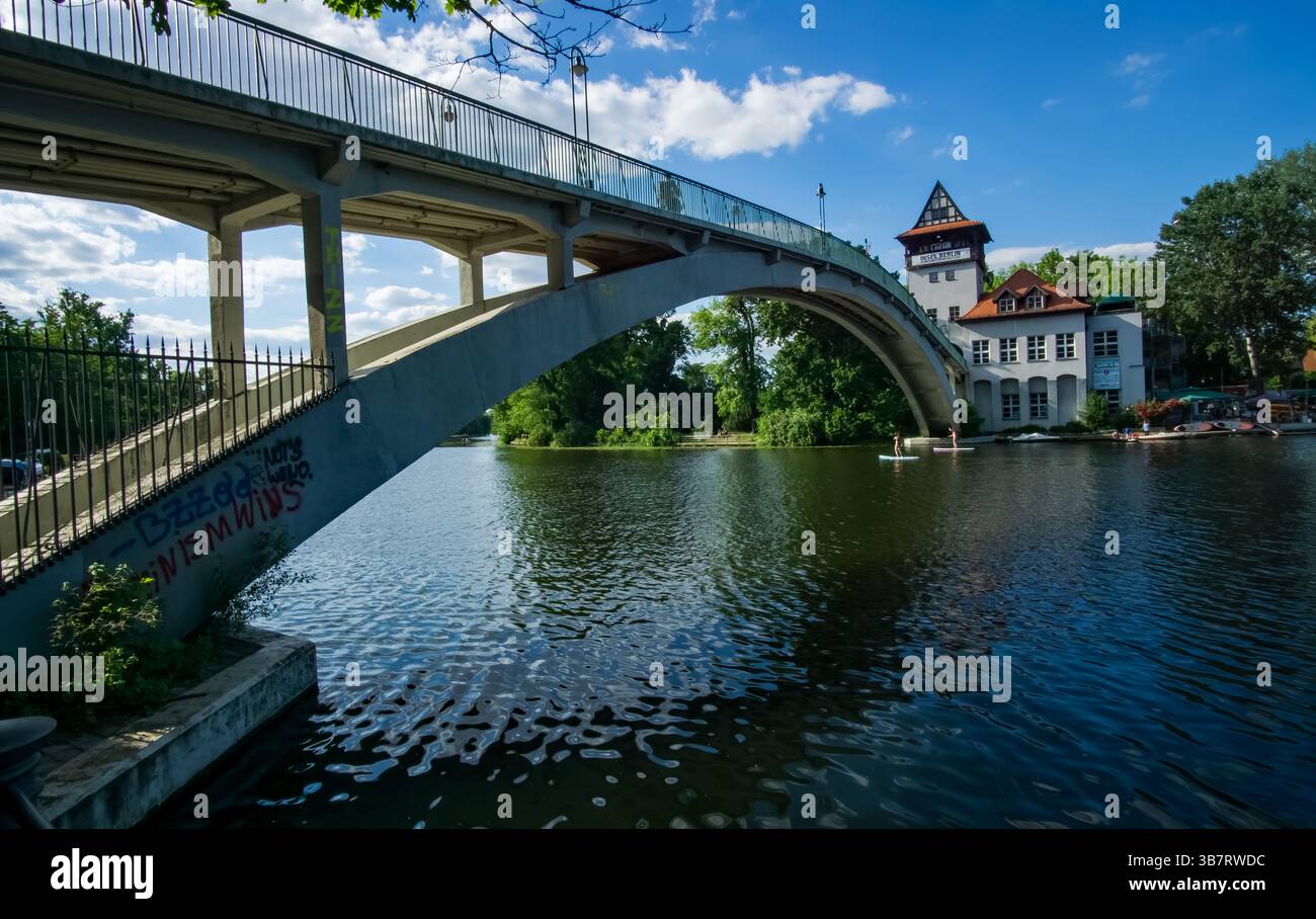 Elegant arch of Abteibrücke in Berlin-Treptow, connecting the city to ...