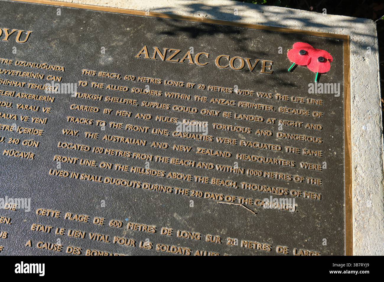 A plaque with a long description of the events, landing, invasion at ...