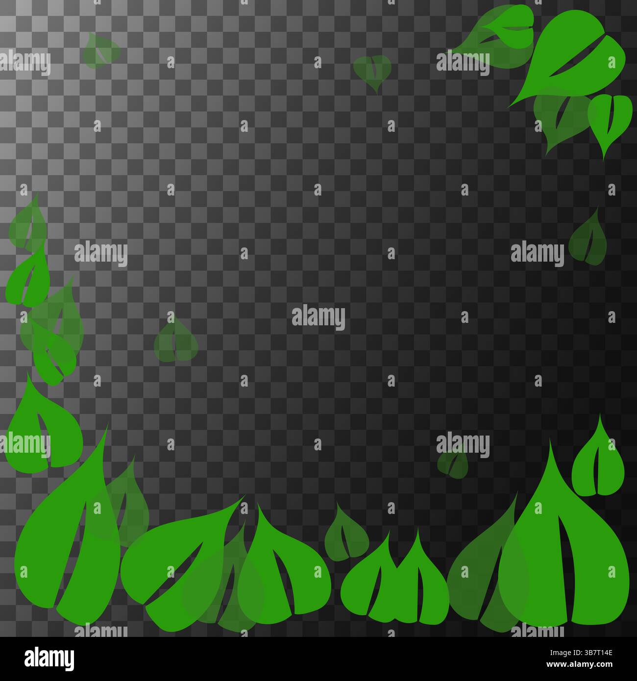 Green leaf border. Nature shape outline. Transparent vector layout ...