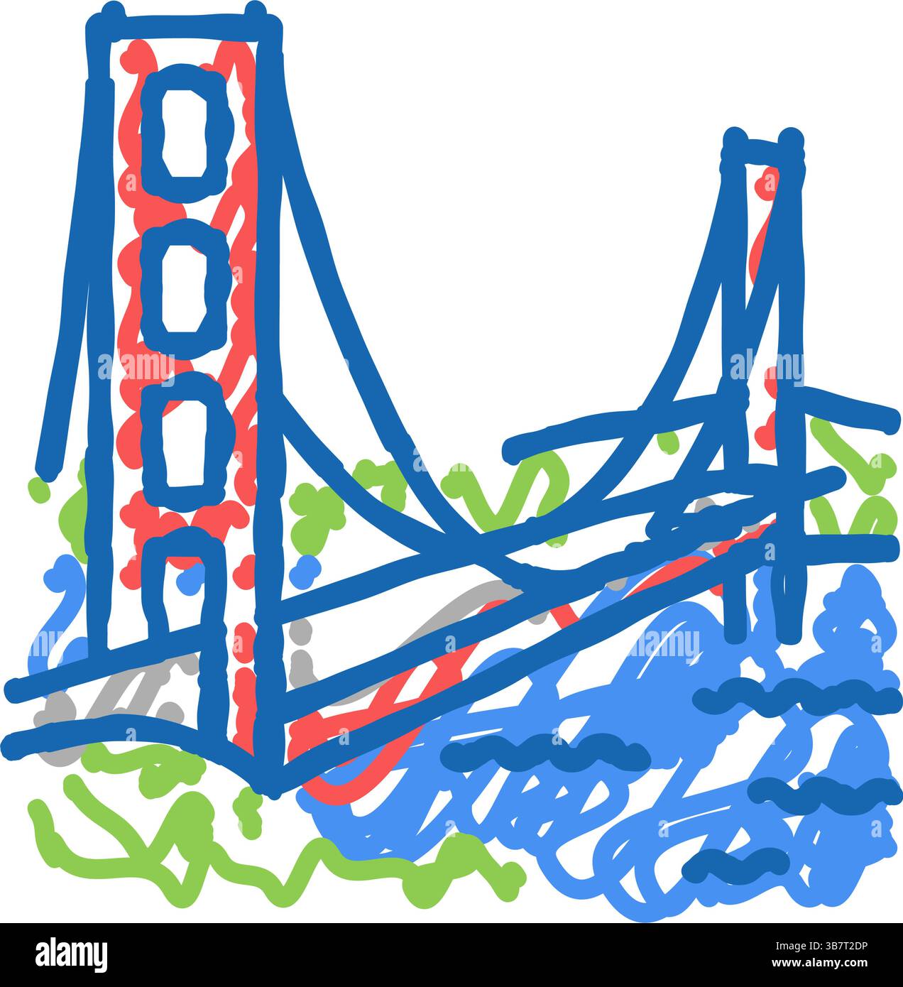 golden gate bridge icon doodle illustration Stock Vector Image & Art ...