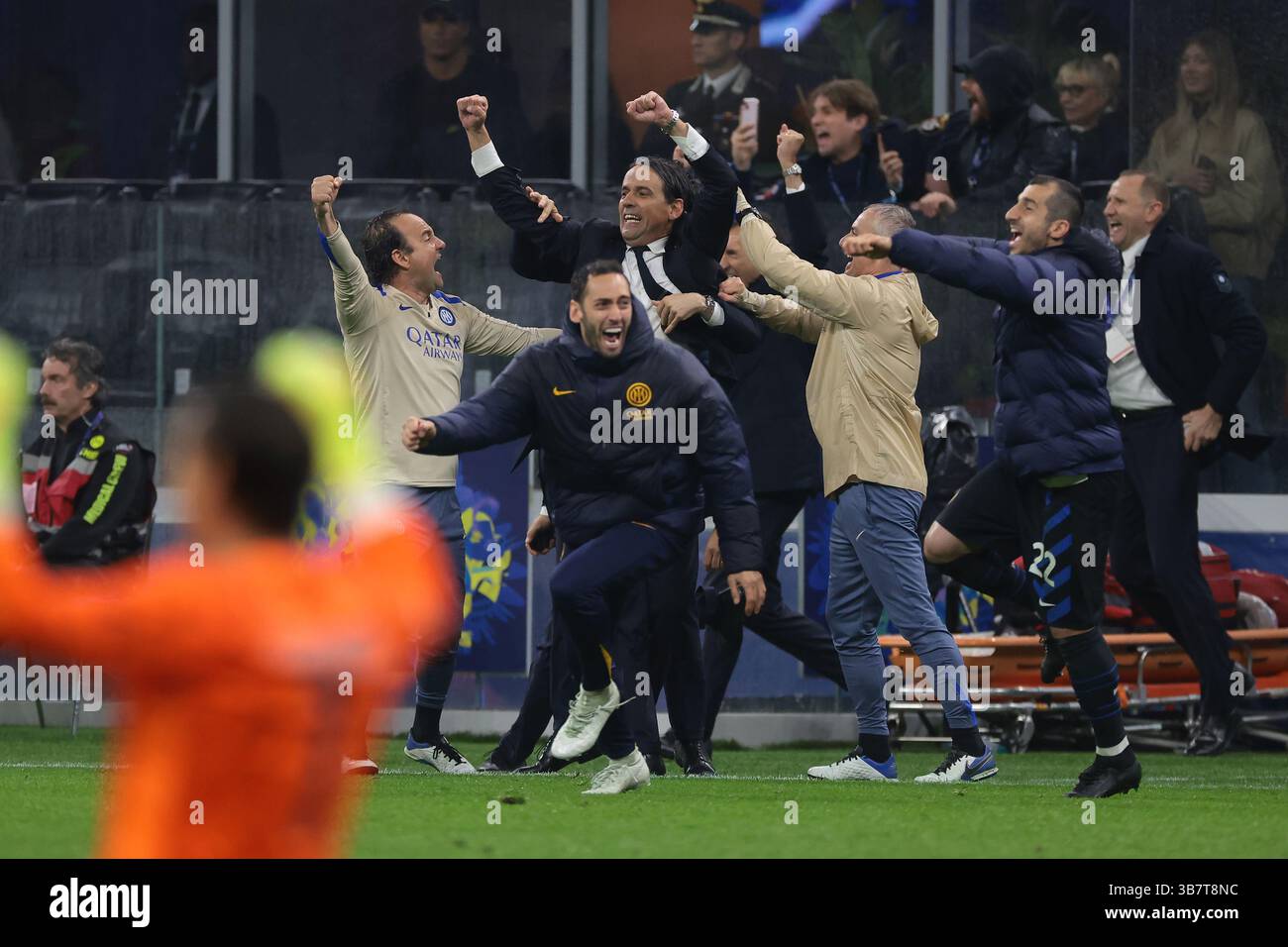 Milan, Italy. 6th May, 2025. The FC Internazionale bench erupts as ...