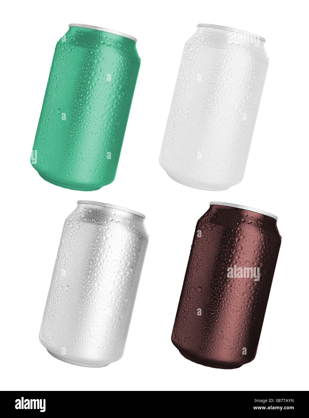 Tin cans with water drops isolated on white, set Stock Photo - Alamy