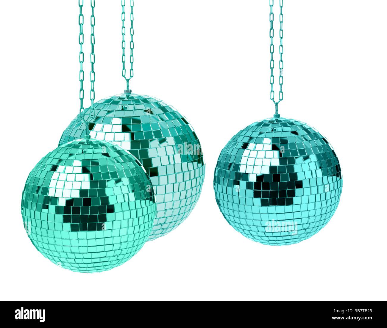 Three shiny disco balls on white background Stock Photo - Alamy