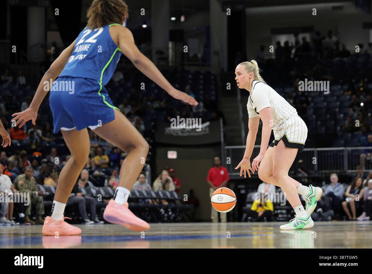 CHICAGO, IL - MAY 06: Hailey Van Lith #2 of the Chicago Sky brings the ...
