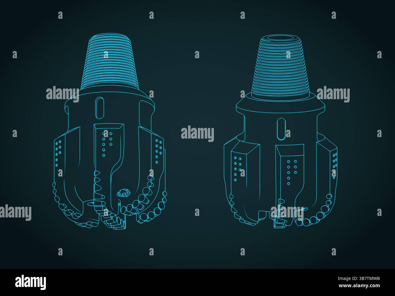 Oil drill bit isometric blueprints stylized vector illustration Stock ...