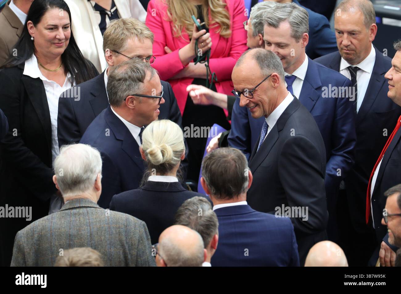 Berlin, Germany. 6th May, 2025. Friedrich Merz (C-R), leader of Germany's conservative Christian ...