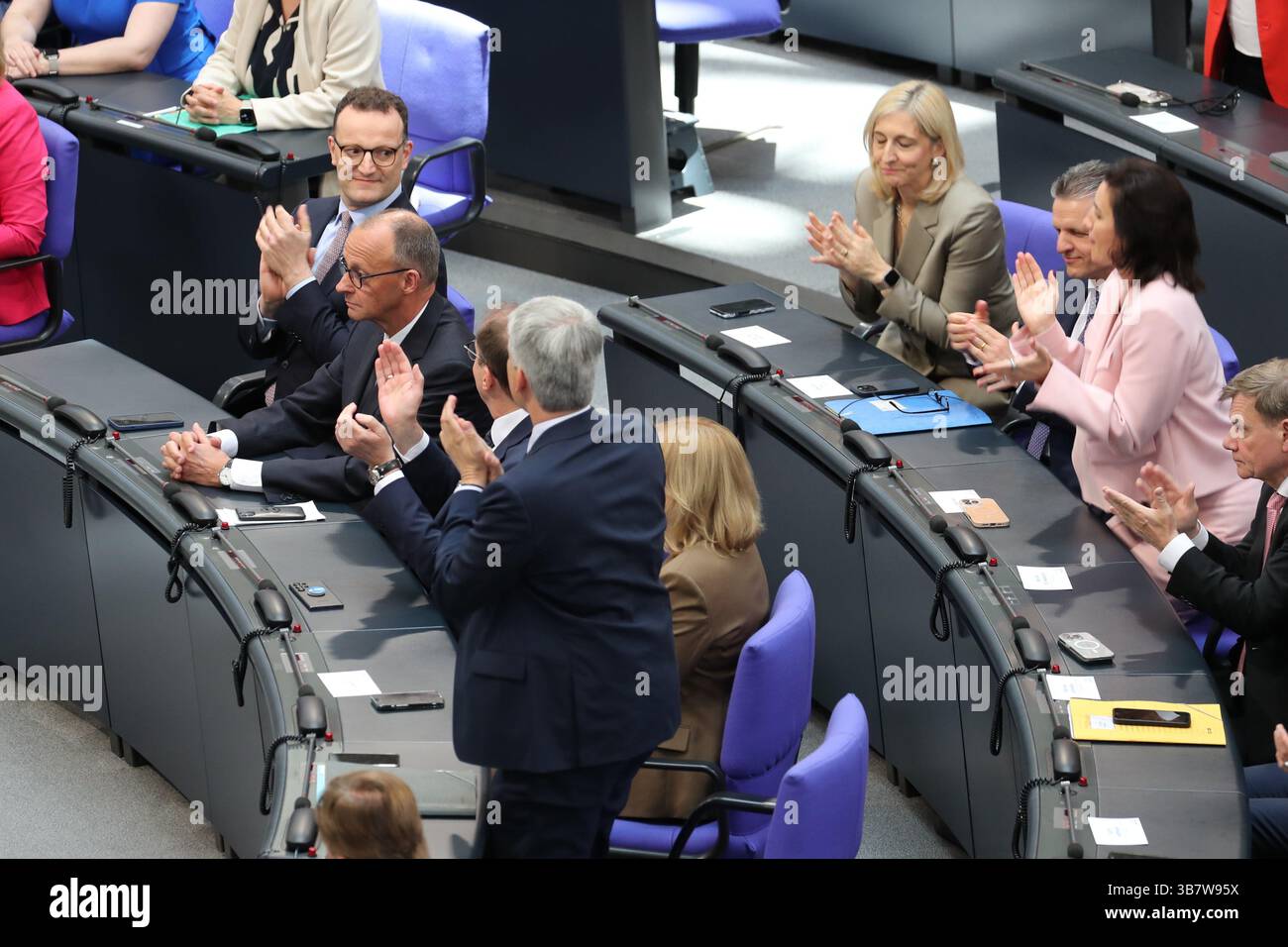 Berlin, Germany. 6th May, 2025. Friedrich Merz (2nd L), leader of Germany's conservative ...