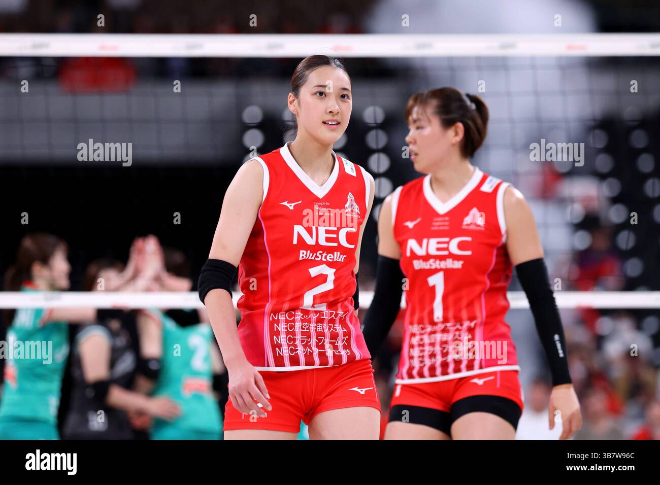 Tokyo, Japan. 2nd May, 2025. (L-R) Yoshino Sato, Haruyo Shimamura (NEC) Volleyball : 2024-25 SV ...