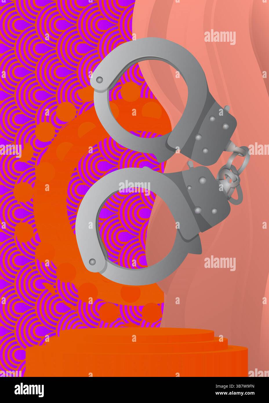 Mockup product display with Handcuffs. Vector cylinder pedestal podium ...