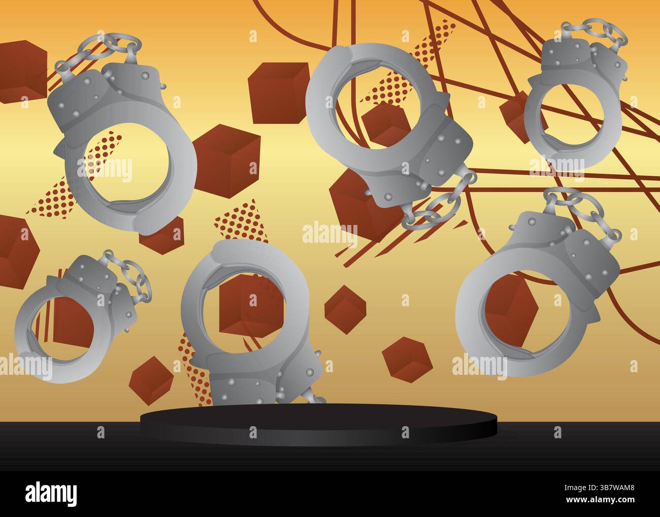 Mockup product display with Handcuffs. Vector cylinder pedestal podium ...