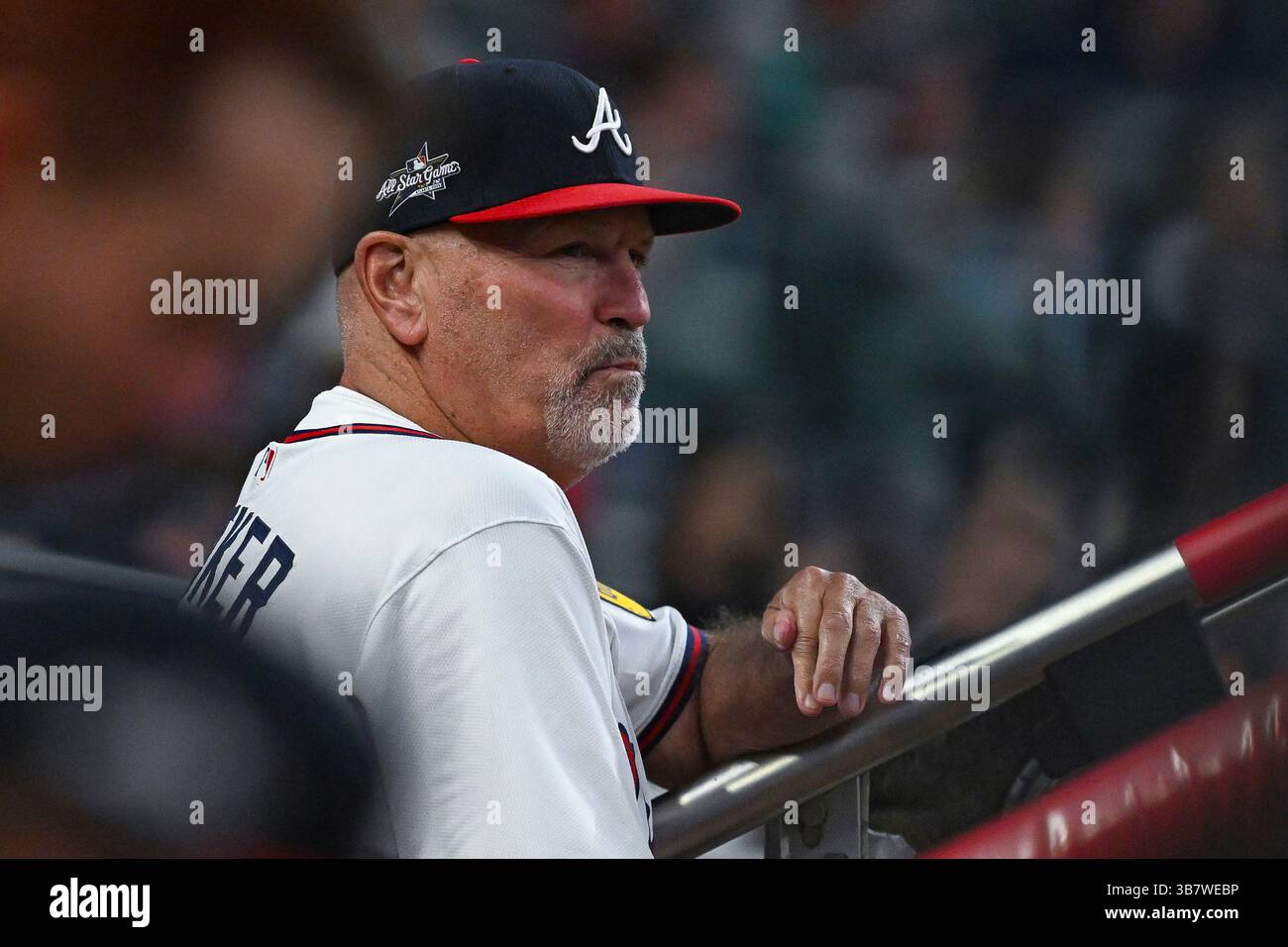 ATLANTA, GA – MAY 06: Atlanta manager Brian Snitker (43) looks on from ...