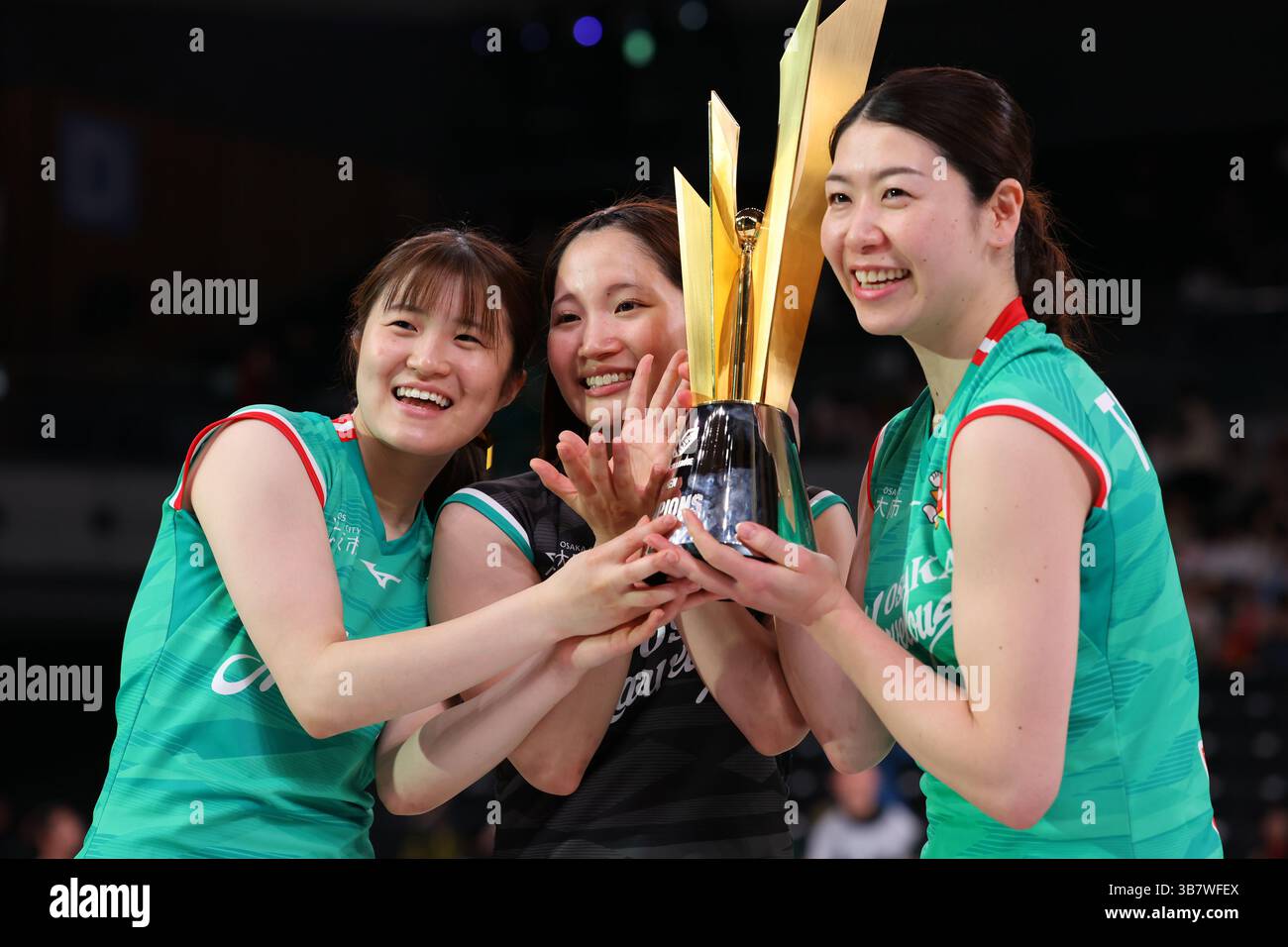 Tokyo, Japan. 3rd May, 2025. (L-R) Mina Higashi, Mana Nishizaki, Mizuki Tanaka () Volleyball ...