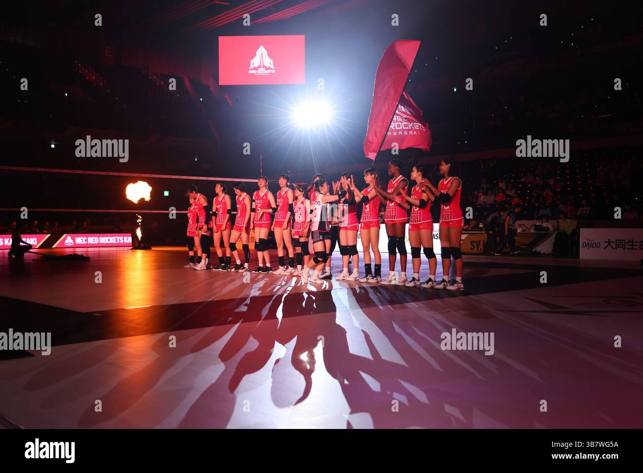 Tokyo, Japan. 3rd May, 2025. NECNEC Red Rockets Kawasaki team group ...