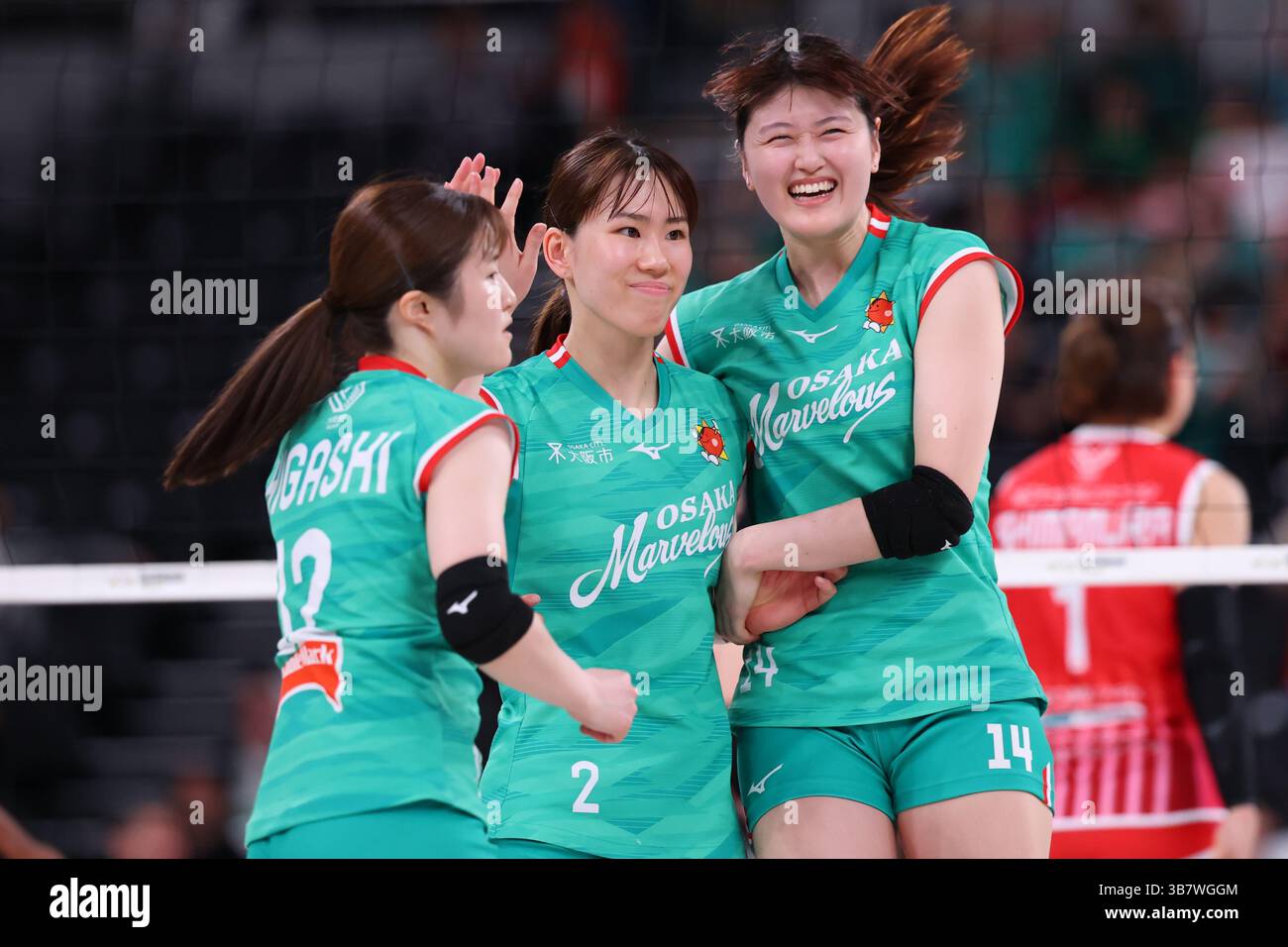 Tokyo, Japan. 3rd May, 2025. (L-R) Mina Higashi, Kotona Hayashi, Haruka Oyama () Volleyball ...