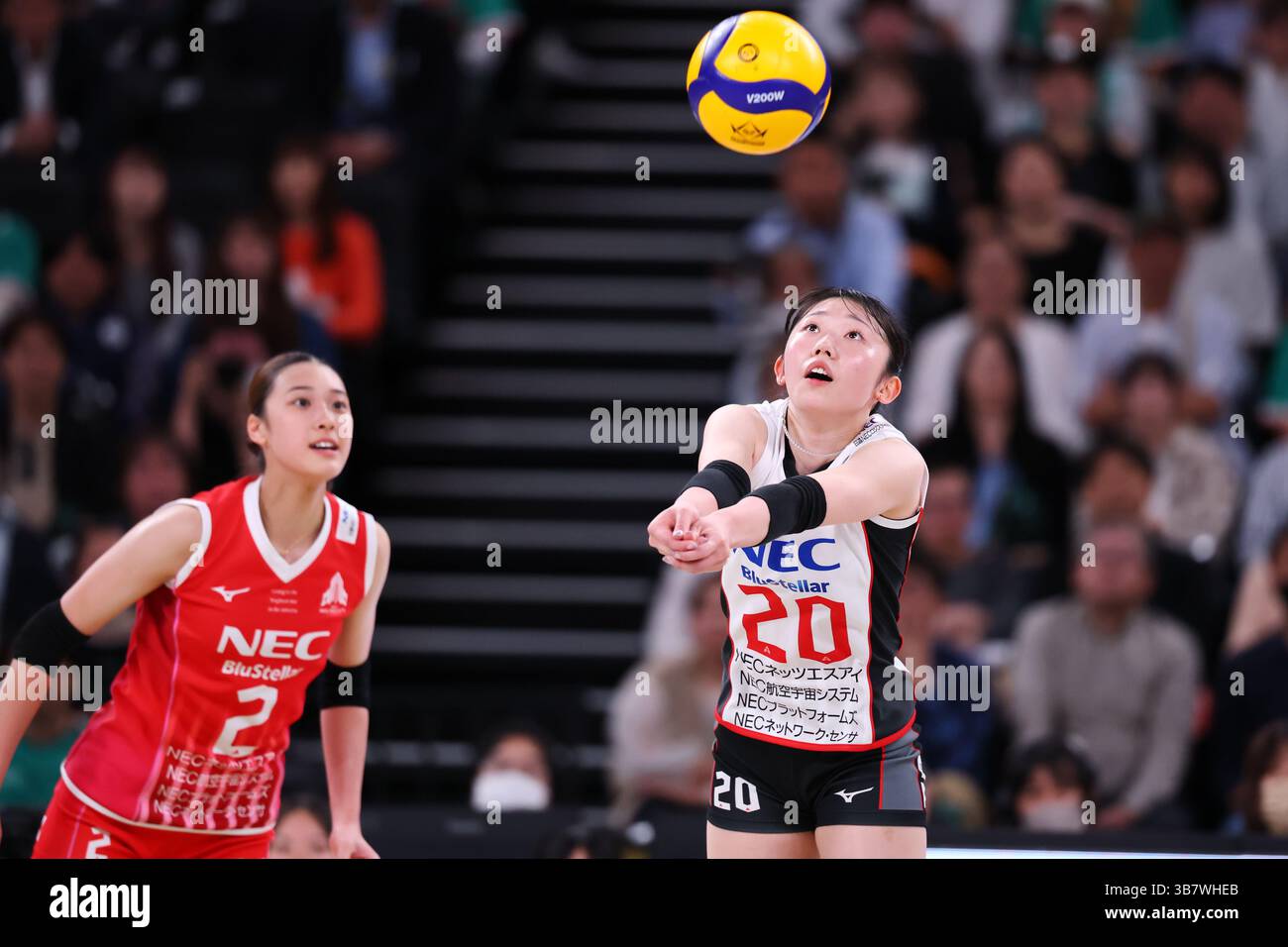 Tokyo, Japan. 3rd May, 2025. (L-R) Yoshino Sato, Sayaka Daikuzono (NEC) Volleyball : 2024-25 SV ...