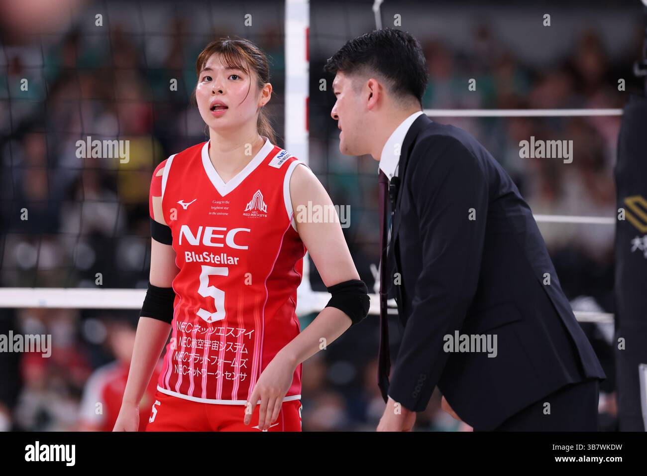 Tokyo, Japan. 3rd May, 2025. (L-R) Nichika Yamada, Takayuki Kaneko (NEC) Volleyball : 2024-25 SV ...