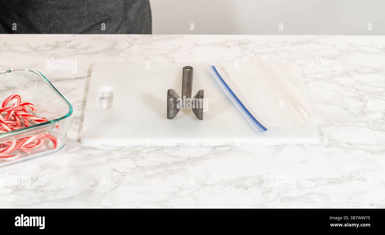 Preparing Crushed Candy Canes for Baking Projects Stock Photo - Alamy
