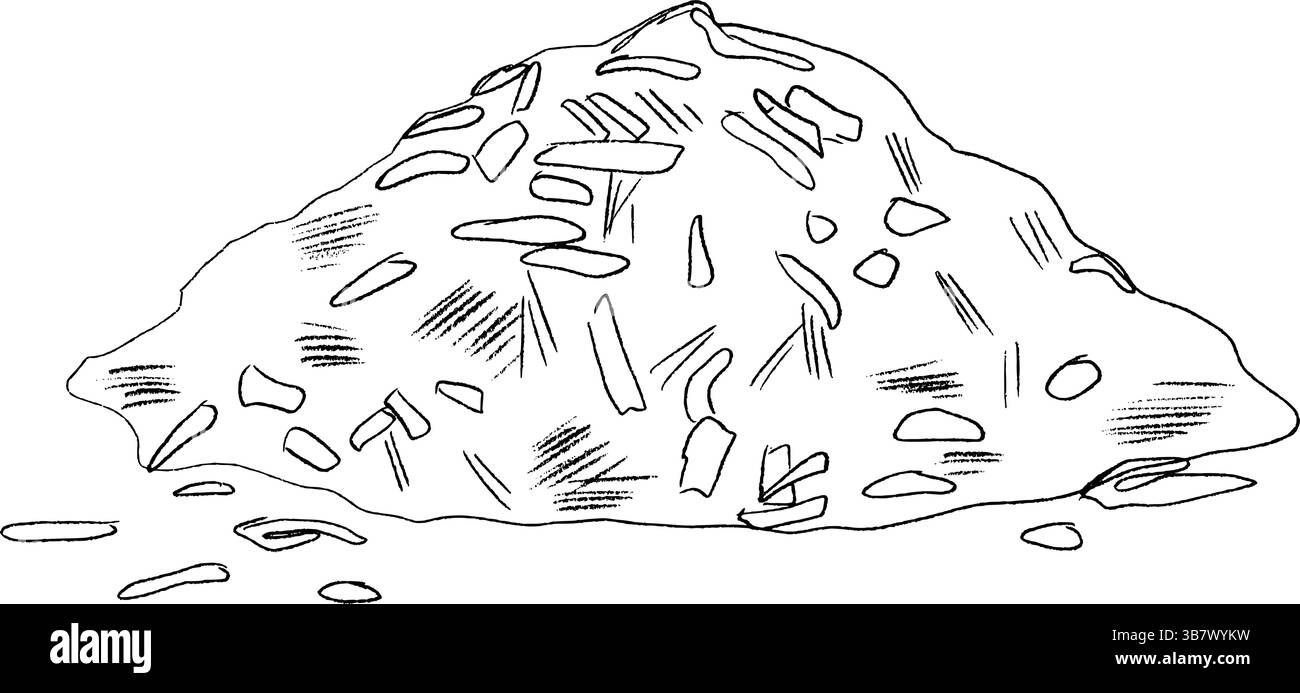 A detailed sketch of a large pile of rice, showcasing individual grains ...
