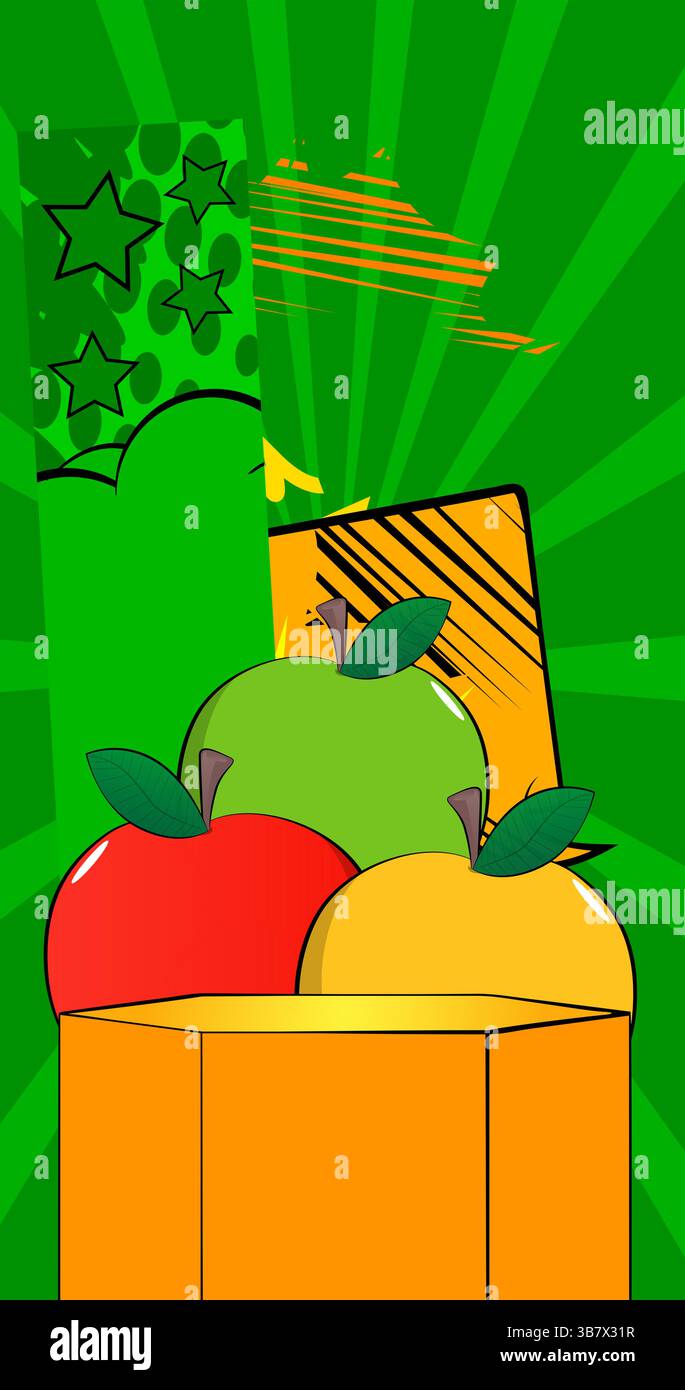 Comic Book Product podium stage for mockup presentation with apple ...