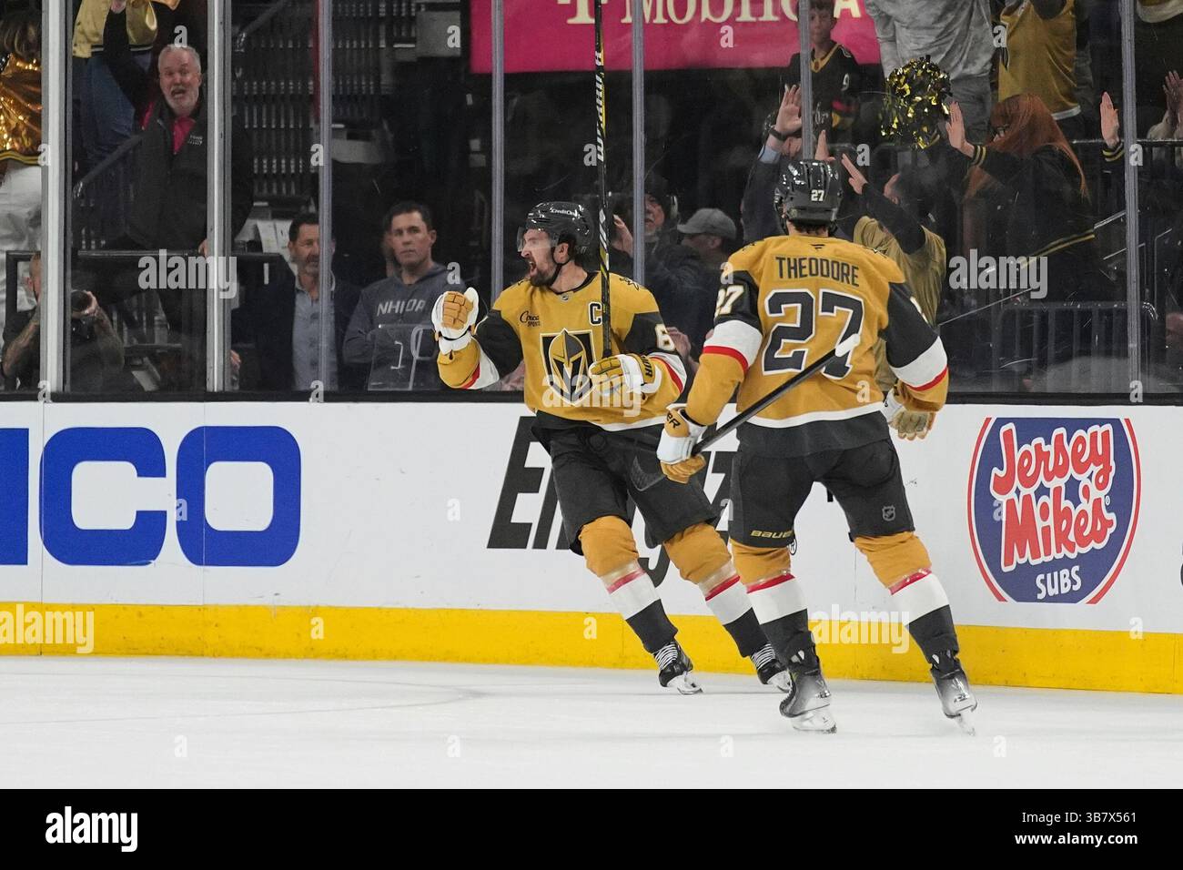 Vegas Golden Knights right wing Mark Stone (61) celebrates after ...