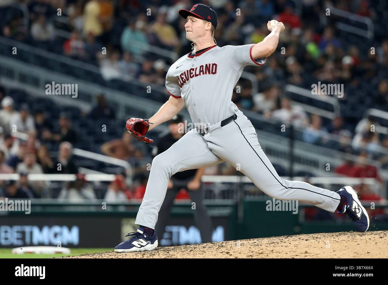 Cleveland Guardians pitcher Tim Herrin throws during the sixth inning ...