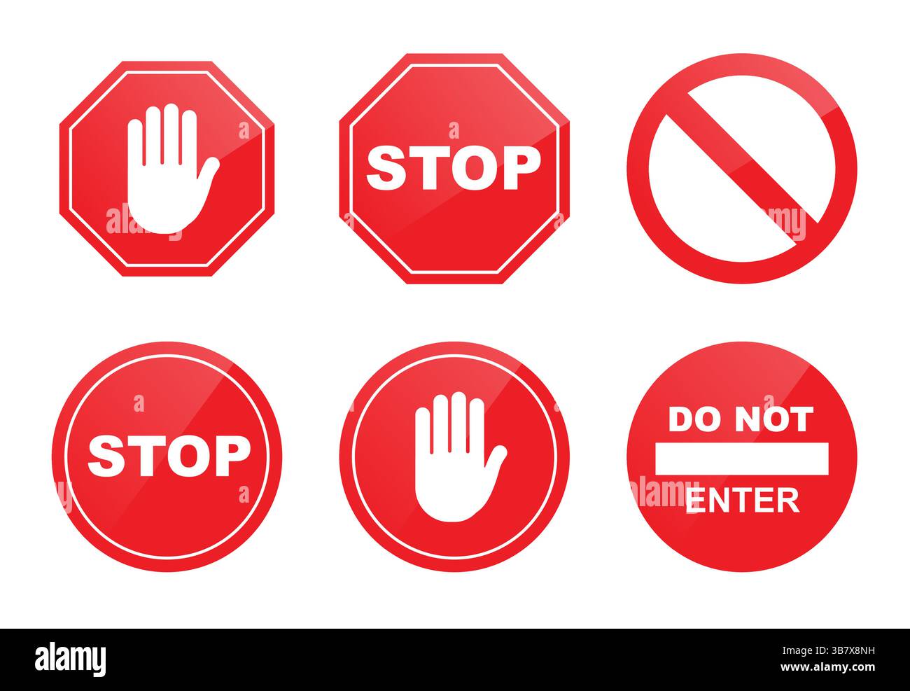 Different Types of Red Traffic Signs Including Stop Signs and Do Not ...