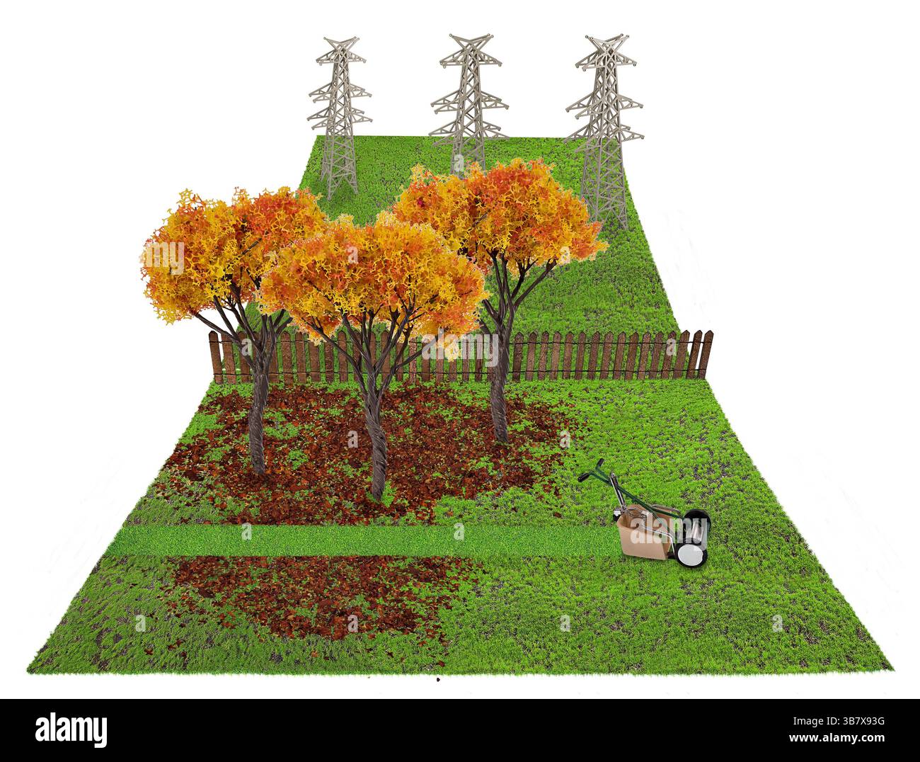 Mowing grass in garden Cut Out Stock Images & Pictures - Alamy