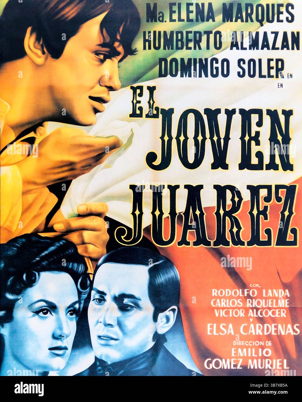 Partial image of vintage Mexican Cine Poster El Joven Juarez Stock ...