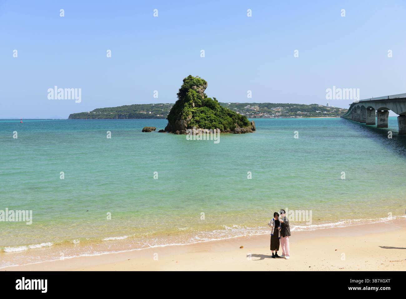The rocky island next to the Kouri bridge in Okinawa, Japan Stock Photo ...