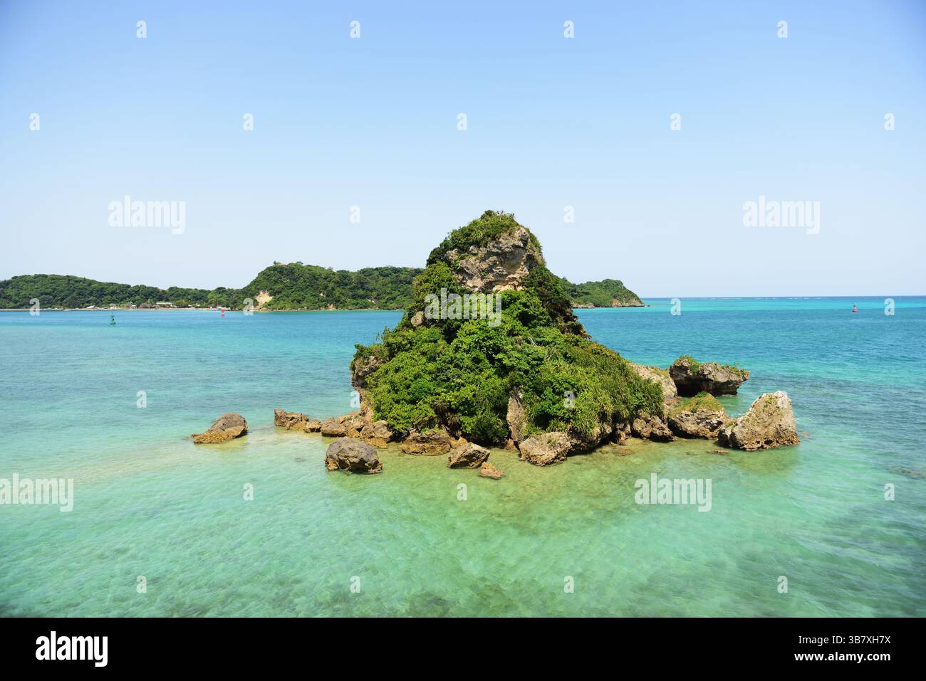 The rocky island next to the Kouri bridge in Okinawa, Japan Stock Photo ...