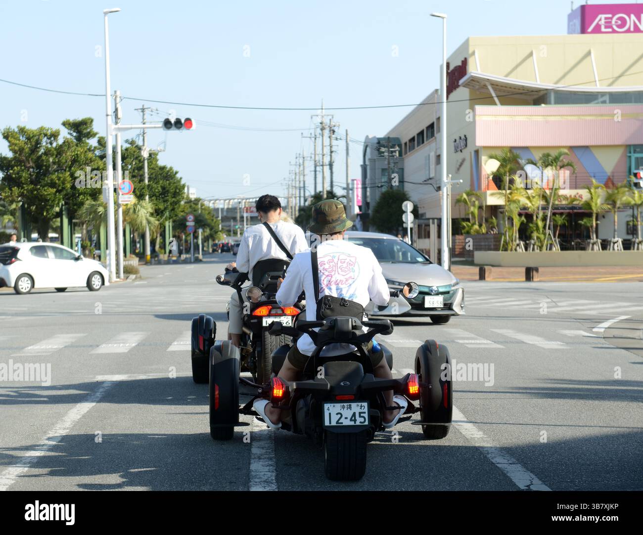 Three Wheel motorbikes in Chatan, Okinawa, Japan Stock Photo - Alamy