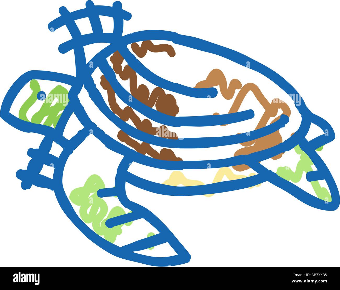 turtle in plastic net icon doodle illustration Stock Vector Image & Art ...