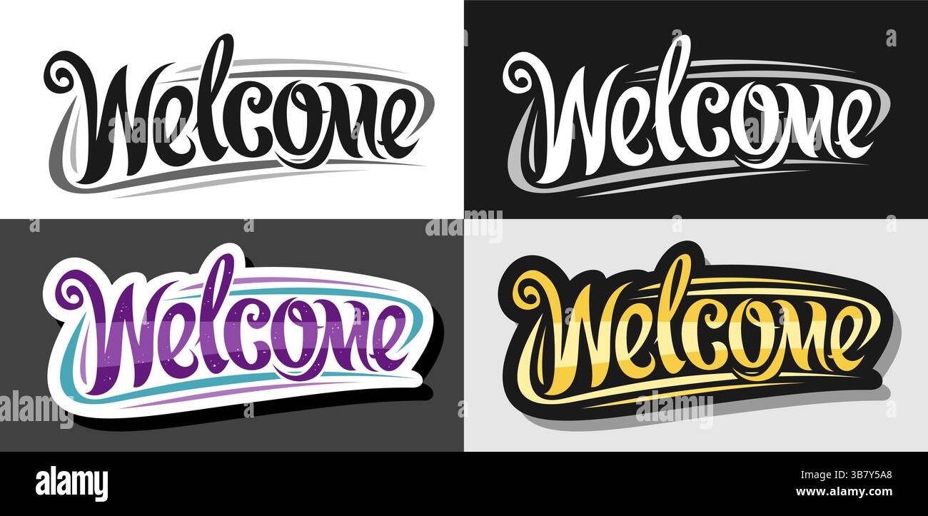 Welcome brush lettering card calligraphy hi-res stock photography and ...