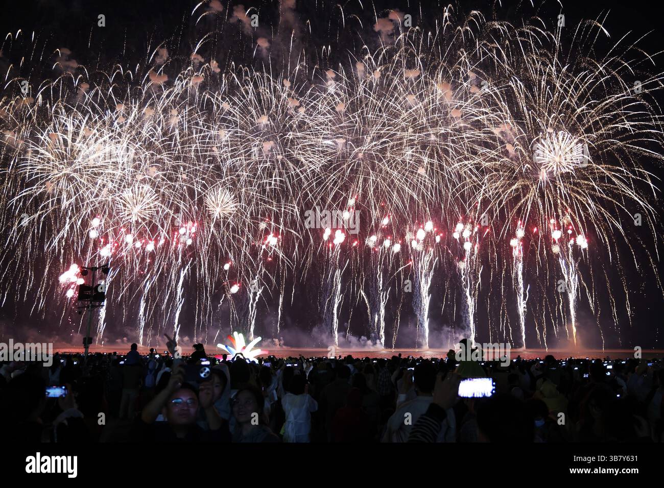 **CHINESE MAINLAND, HONG KONG, MACAU AND TAIWAN OUT** A fireworks show ...