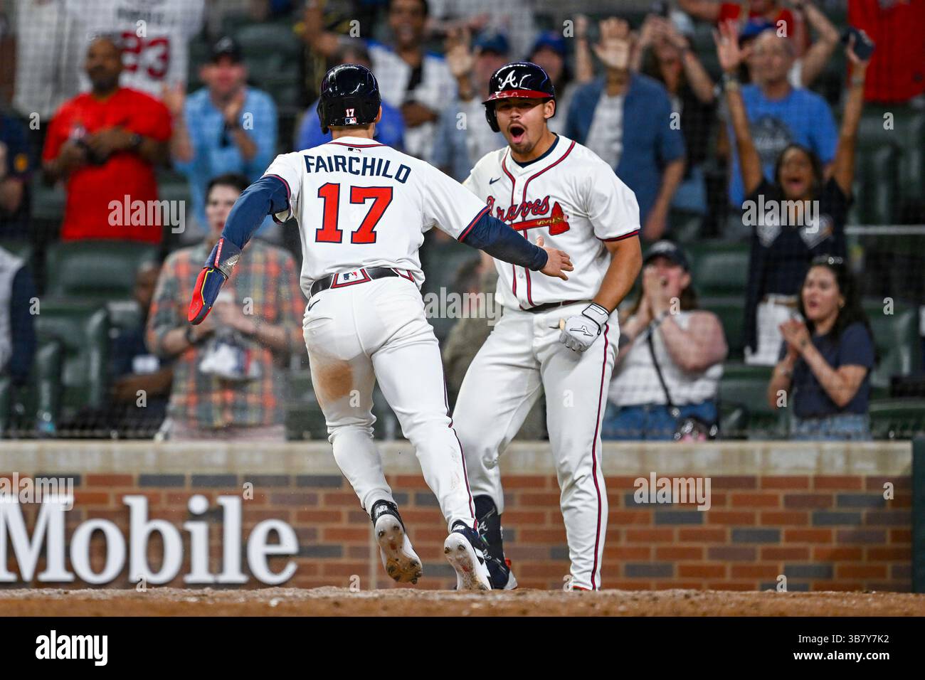 ATLANTA, GA – MAY 06: Atlanta pinch runner Stuart Fairchild (17) is ...