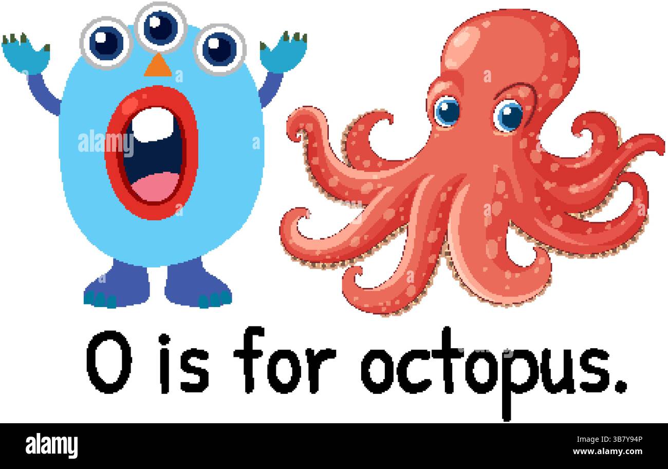 Colorful vector illustration of an octopus and a monster, designed for ...